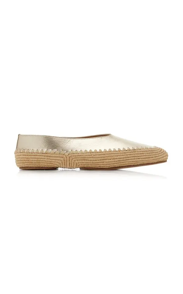 Gabriela Hearst Metallic Leather And Raffia Flat Espadrilles - Gold
