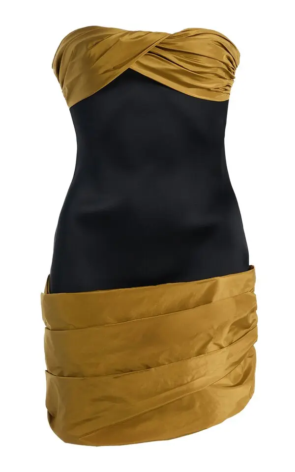 Burc Akyol Satin-cady Mini Dress With Taffeta Trim - Multi