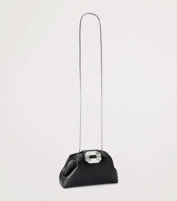 Amina Muaddi Nappa Leather Camelia Clutch Bag