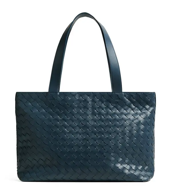 Bottega Veneta Zipped Intrecciato Tote Bag - Blue