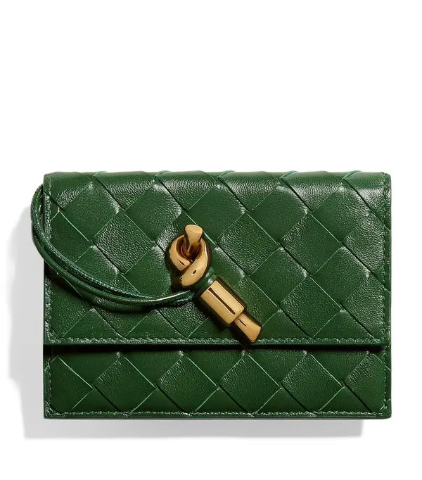 Bottega Veneta Nappa Leather Andiamo Zipped Card Holder - Green