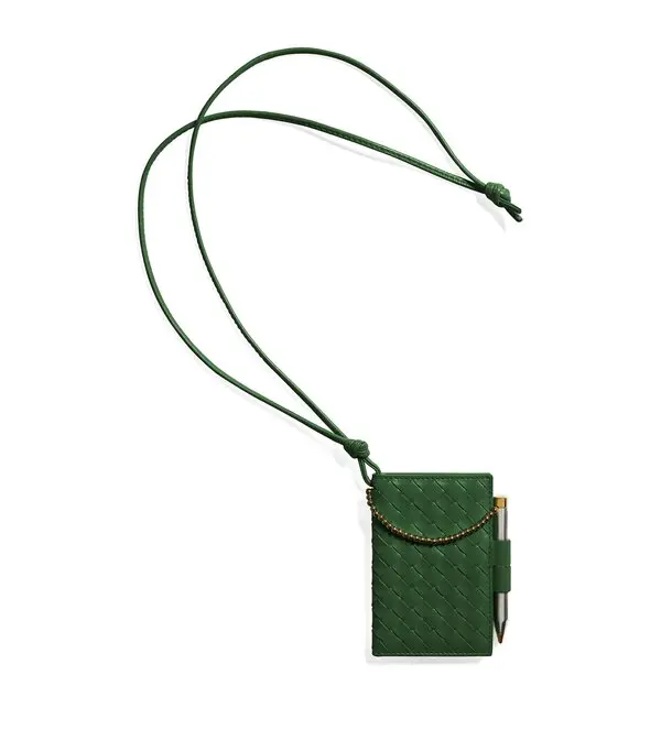 Bottega Veneta Nappa Leather Intrecciato Piccolo Badge Holder - Green