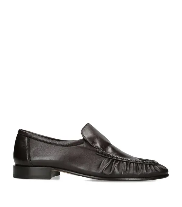 THE ROW Soft Moccasin Two Leather Loafers - Brown