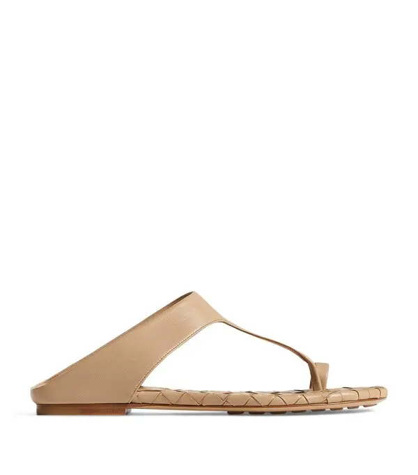 Bottega Veneta Lambskin Livia Thong Sandals - Neutral
