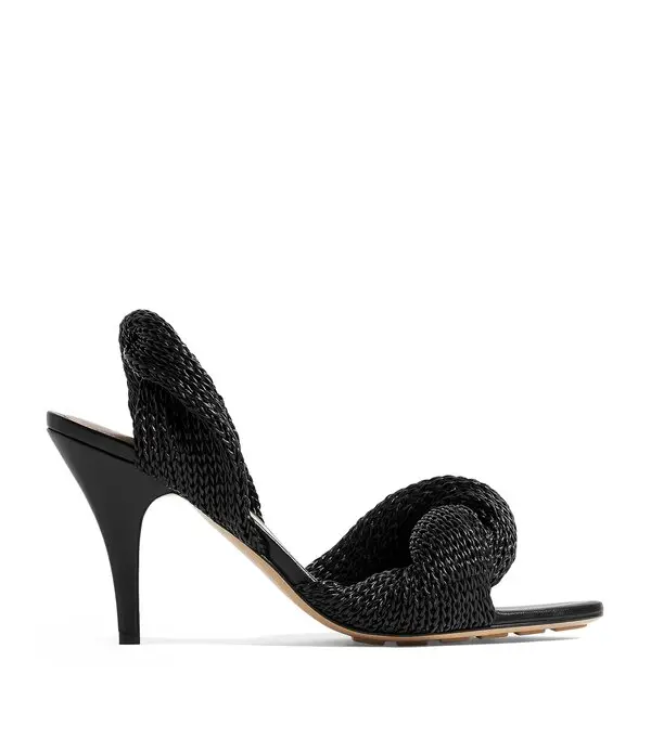 Bottega Veneta Lambskin Woven Grace Slingback Sandals - Black