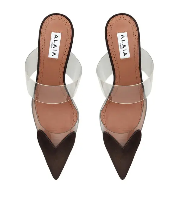 Alaïa Suede Le Coeur Wedge Mules 60