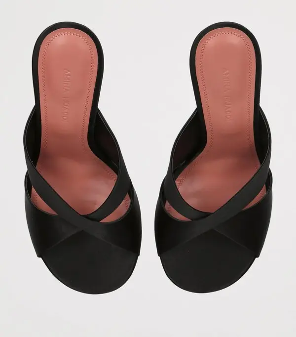 Amina Muaddi Embossed Satin Salma Heeled Mules 95
