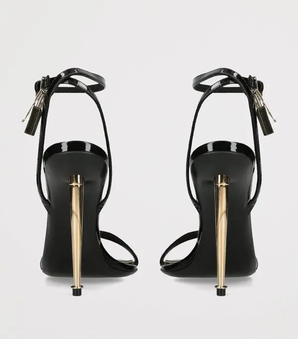 TOM FORD Patent Leather Padlock Stiletto Sandals 105 - Black
