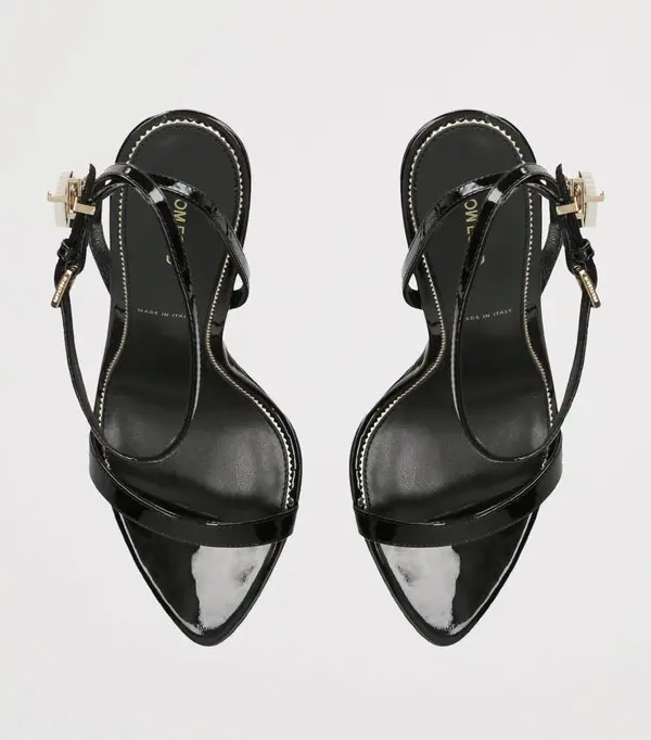 TOM FORD Patent Leather Padlock Stiletto Sandals 105 - Black
