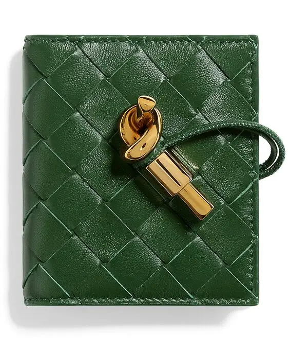 Bottega Veneta Nappa Leather Andiamo Flap Card Holder - Green
