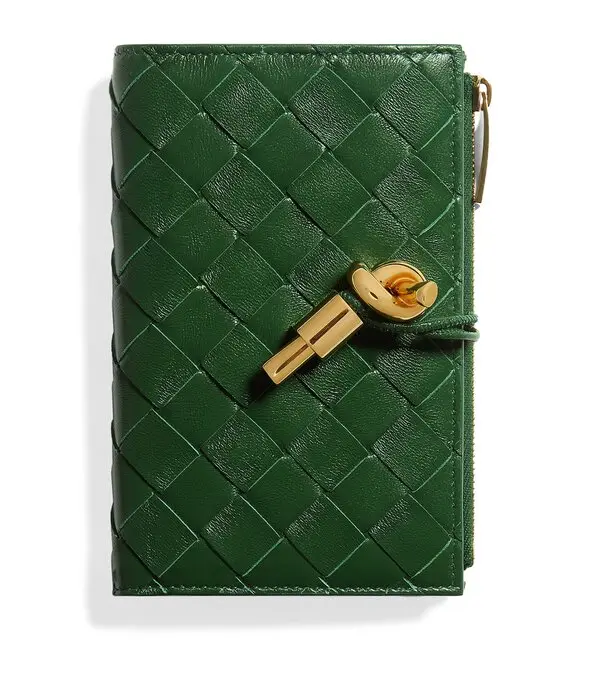 Bottega Veneta Nappa Leather Intrecciato Andiamo Bifold Wallet - Green