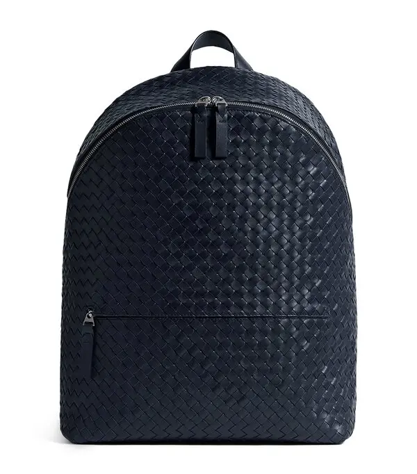 Bottega Veneta Calfskin Intrecciato Backpack - Blue