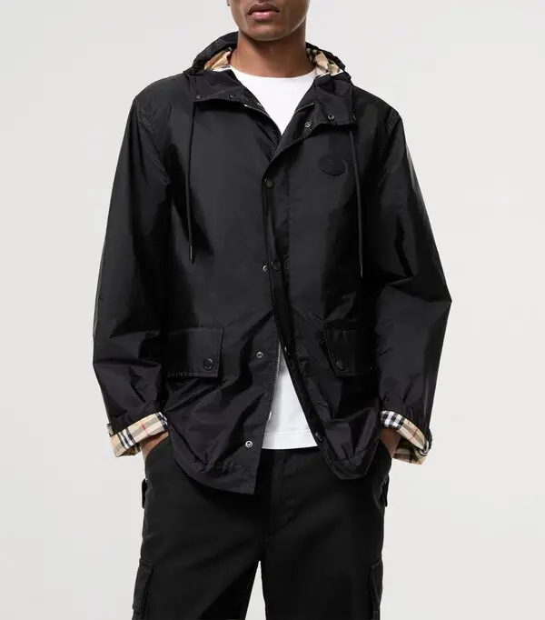 Burberry Pembrey Hooded Jacket With Leather Trims