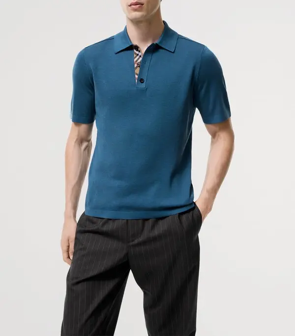 Burberry Wool Check-trim Polo Shirt