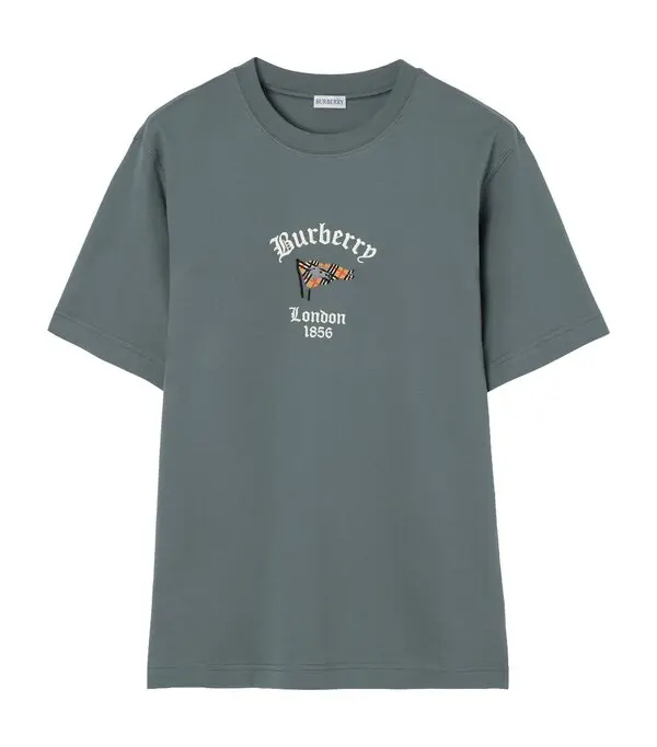 Burberry Cotton Check Flag T-shirt - Blue