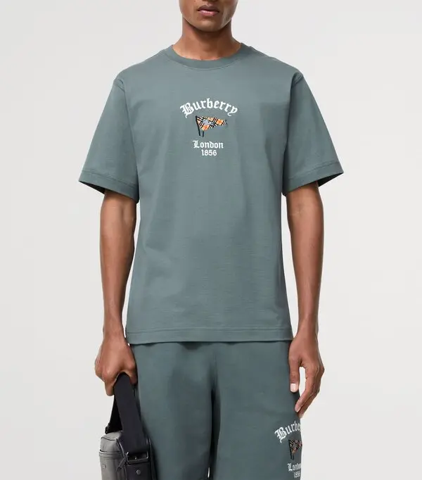 Burberry Cotton Check Flag T-shirt - Blue