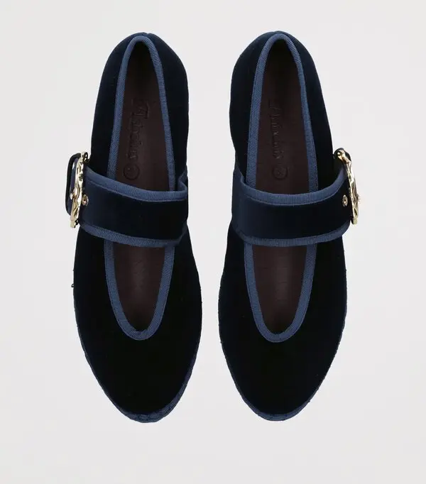 FLABELUS Sophie Velvet Mary Janes - Blue