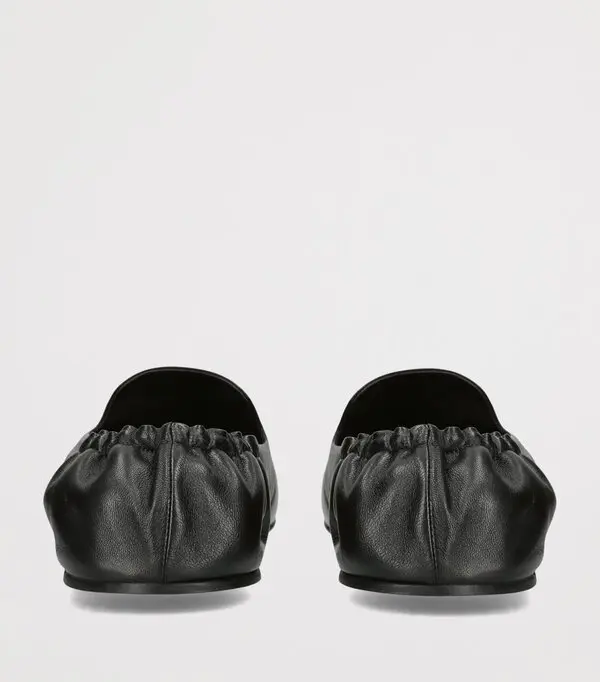 THE ROW Casa Leather Slip-on Slippers - Black