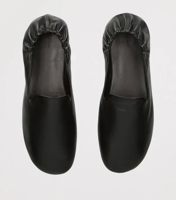 THE ROW Casa Leather Slip-on Slippers - Black