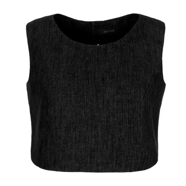 JANA COSHÈ Open Back Linen Crop Top