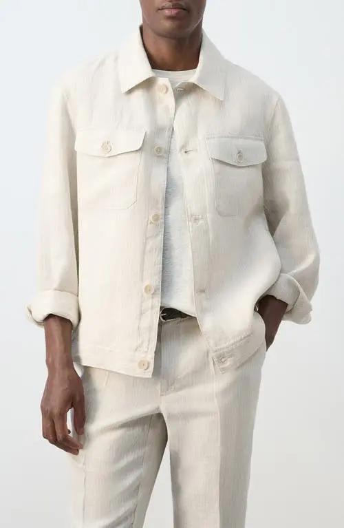 Mango Tonal Stripe Linen Jacket