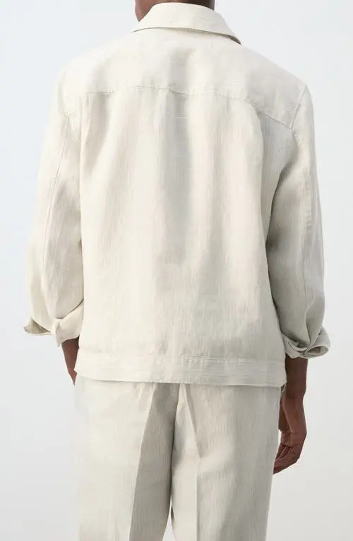 Mango Tonal Stripe Linen Jacket