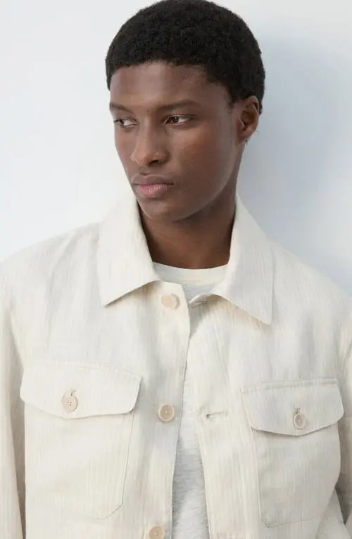 Mango Tonal Stripe Linen Jacket