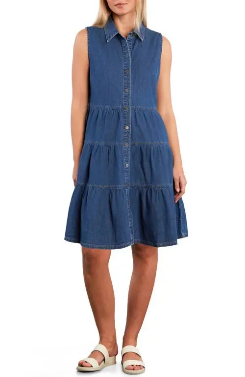 HINT OF BLU Sleeveless Tiered Denim Dress - Effortless Blue