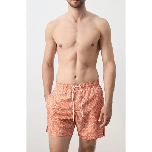 Mango Printed Swim Trunks - Salmon