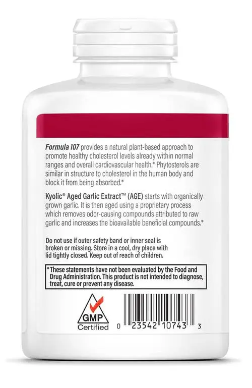 KYOLIC Aged Garlic Extract Formula 107, Phytosterols For Cholesterol Support