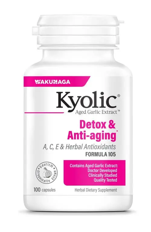 KYOLIC Garlic Extract Supplement For Detox And Healthy Aging Support With Milk Thistle 100 Capsules - None