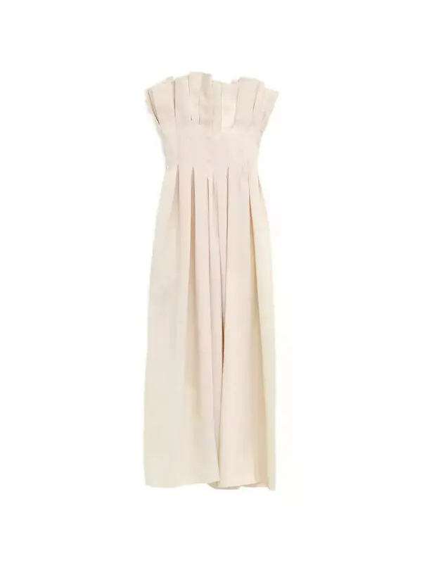 Khaite Pleated Strapless Midi Dress