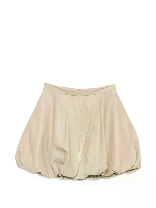 BY MALENE BIRGER Leather Bubble Hem Mini Skirt - Neutrals