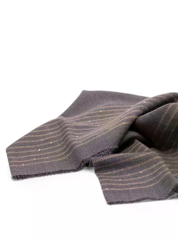 Peserico Sequin-embellished Striped Scarf - Grey