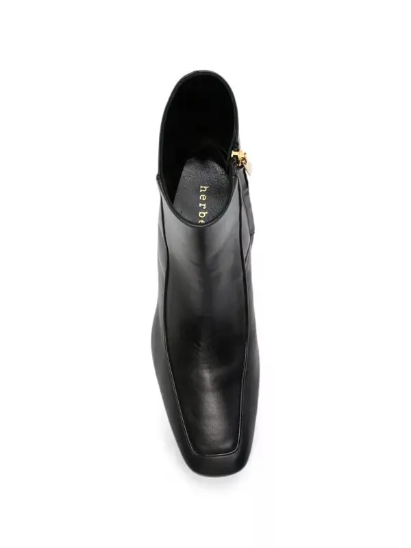 HERBERT LEVINE Leather Square-toe Ankle Boots