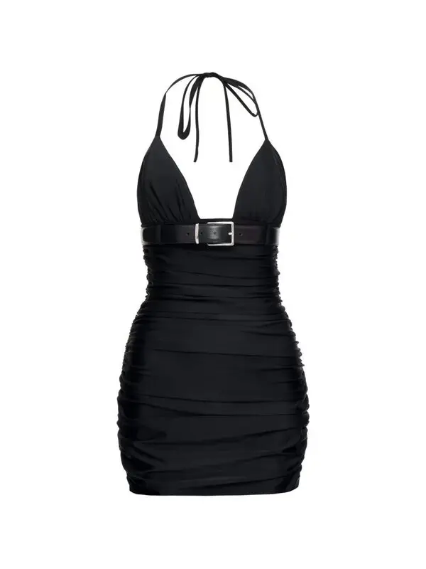 MEDEEA Halterneck Ruched Mini Dress