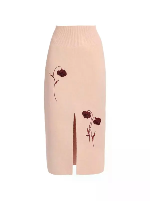 Erdem Embroidered Pencil Midi Skirt