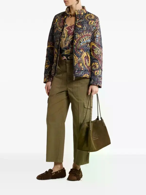 Etro Cropped Recycled Nylon Down Jacket With Paisley Motif