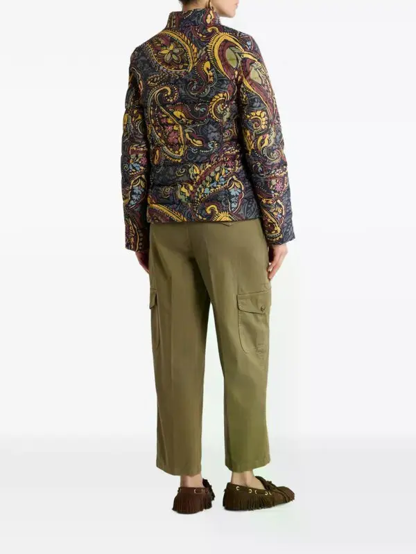 Etro Cropped Recycled Nylon Down Jacket With Paisley Motif