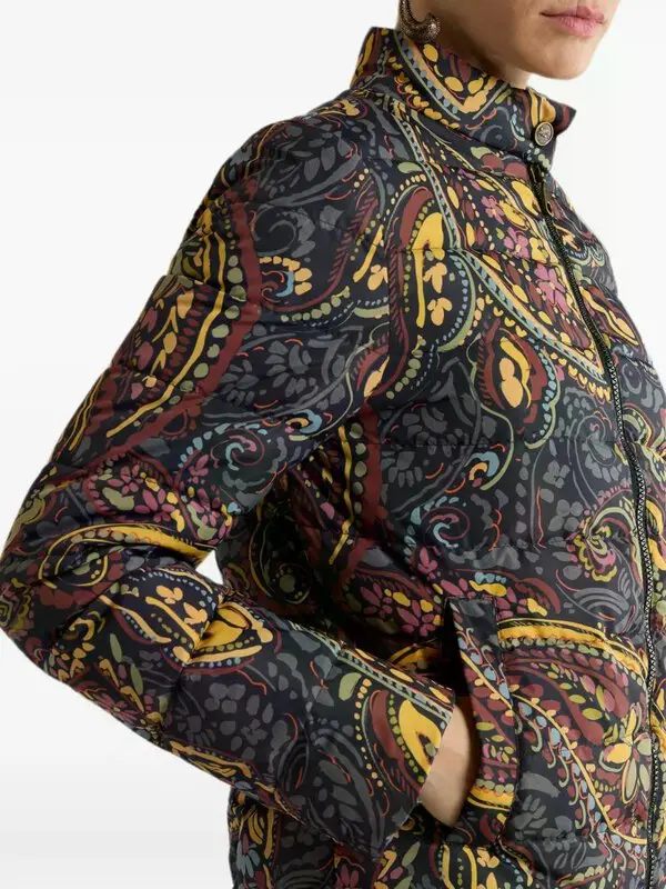 Etro Cropped Recycled Nylon Down Jacket With Paisley Motif