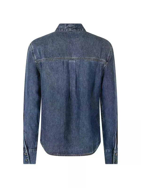 SELF-PORTRAIT Tie-neck Denim Shirt
