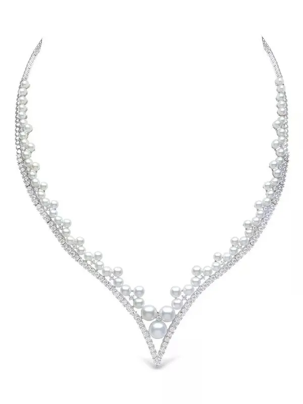 Yoko London 18kt White Gold Akoya Pearl And Diamond Necklace - Silver