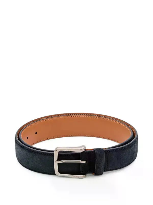 TOD'S Suede Logo-engraved Belt - Blue