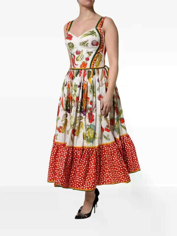 Dolce & Gabbana Vegetable-print Ruffled Midi Dress