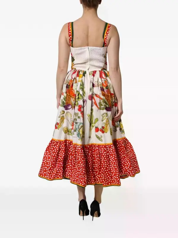 Dolce & Gabbana Vegetable-print Ruffled Midi Dress