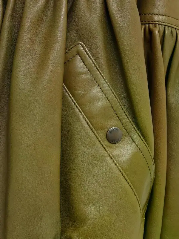 Chloé Belted Gathered Leather Jacket