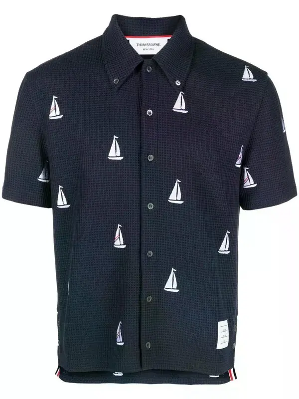 Thom Browne Textured Short-sleeve Polo Shirt