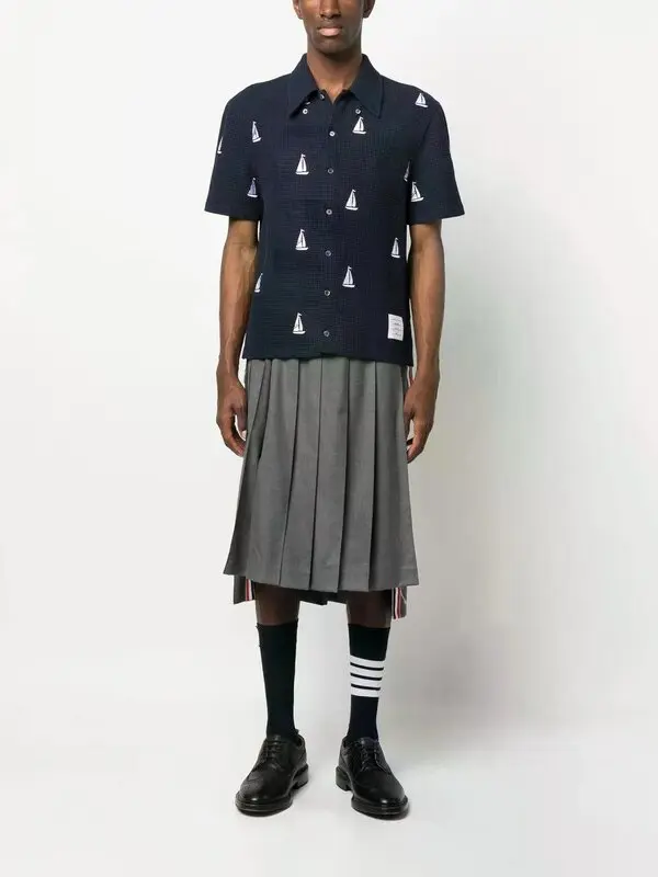 Thom Browne Textured Short-sleeve Polo Shirt