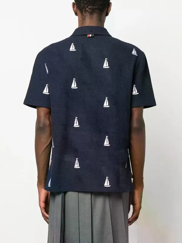 Thom Browne Textured Short-sleeve Polo Shirt