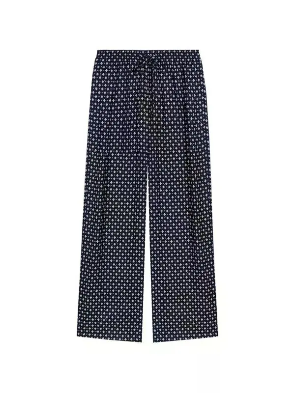 Maje Wide-leg Trousers With Rhinestone Graphic Print